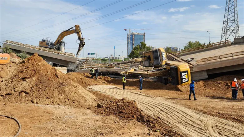 Watch: Two tractors fall from bridge during demolition work | Israel ...